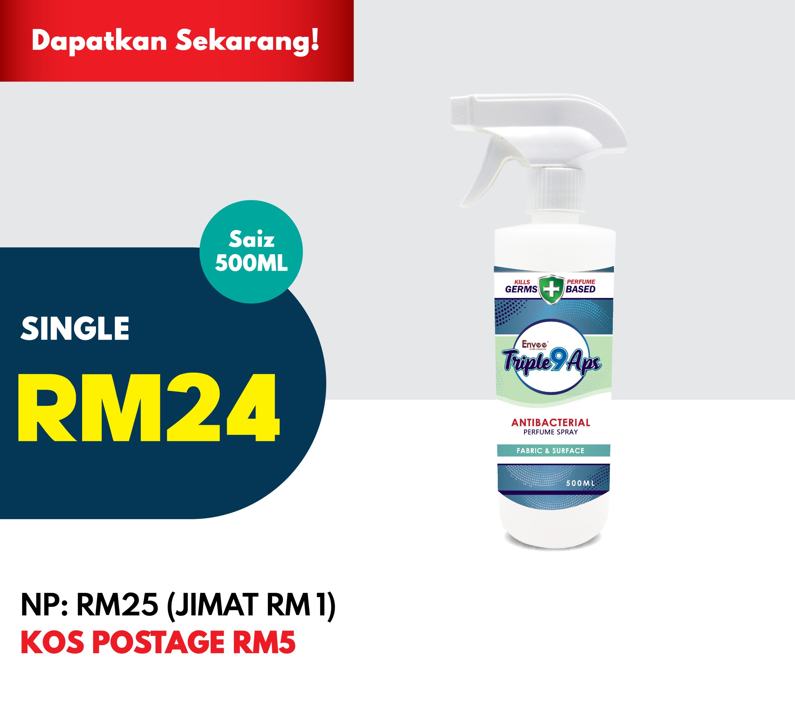 Promo 1 Botol Triple9 Aps Antibacterial Parfume 500ml - ENVEE SARAWAK
